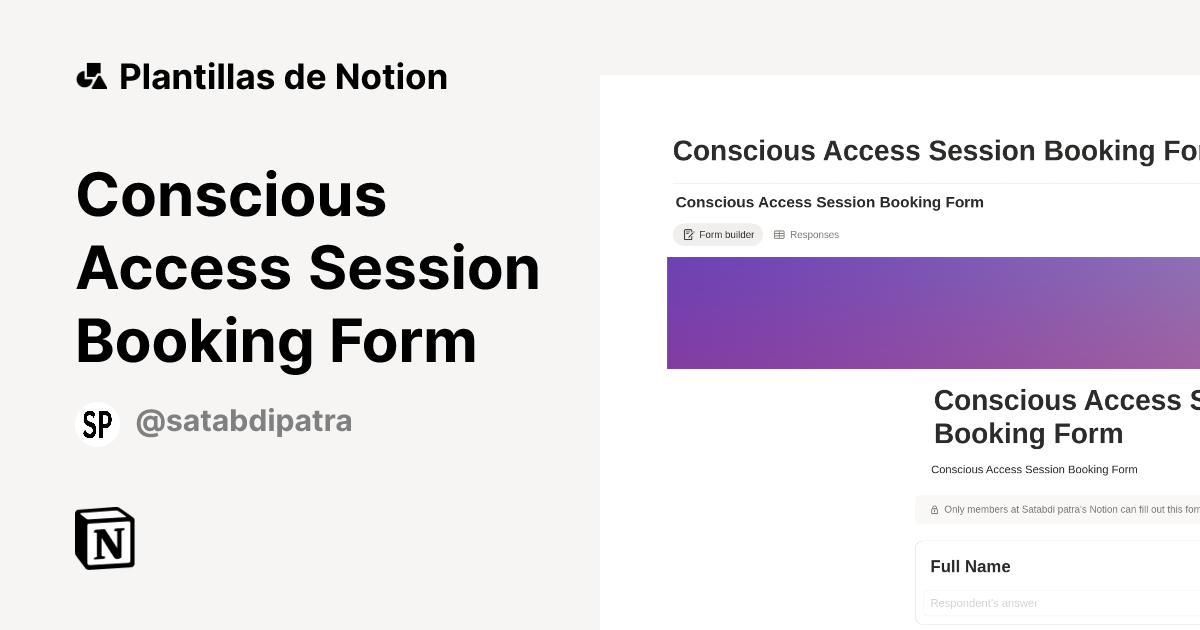 Plantilla Conscious Access Session Booking Form | Notion Marketplace