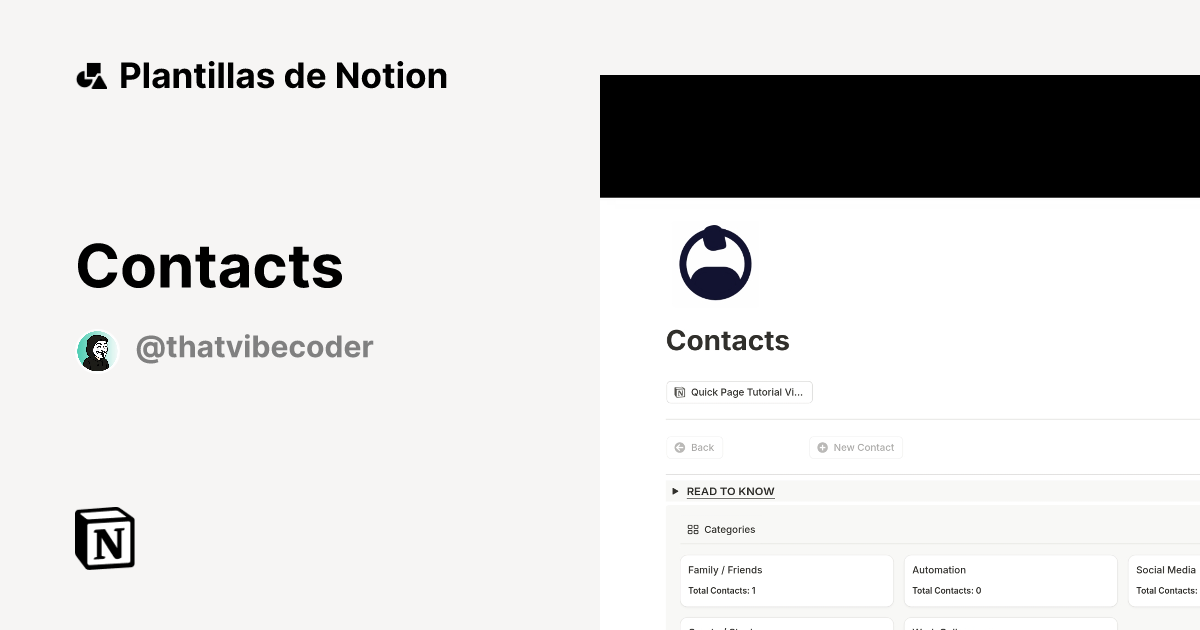 Plantilla Contacts de That Vibe Coder | Notion Marketplace
