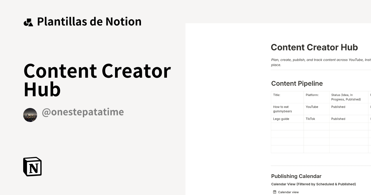 Plantilla Content Creator Hub | Notion Marketplace