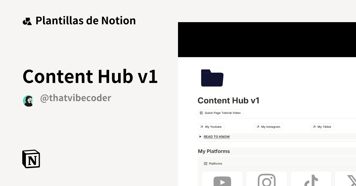 Plantilla Content Hub v1 de That Vibe Coder | Notion Marketplace