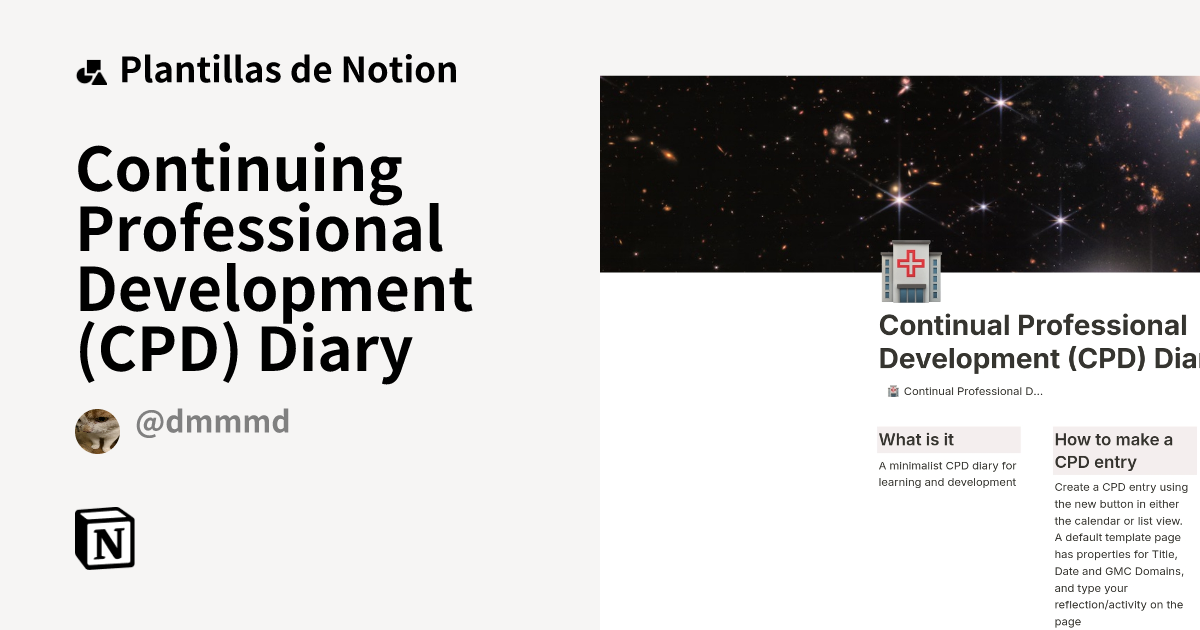 Plantilla Continuing Professional Development (CPD) Diary | Notion ...
