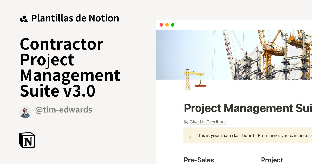 Plantilla Contractor Project Management Suite v3.0 | Notion Marketplace