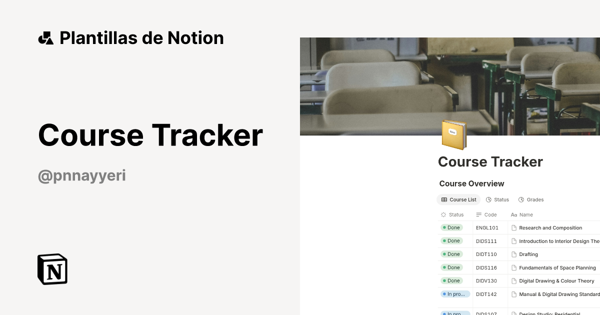 Plantilla Course Tracker de Pooyan | Notion Marketplace
