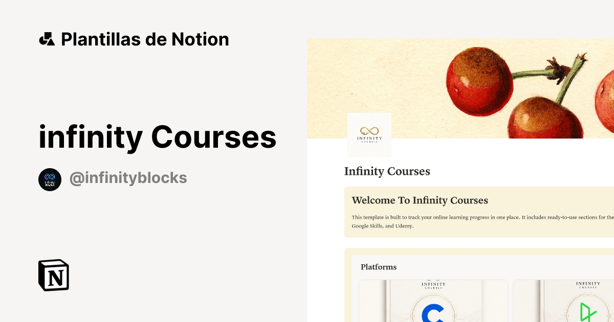 Plantilla infinity Courses | Notion Marketplace