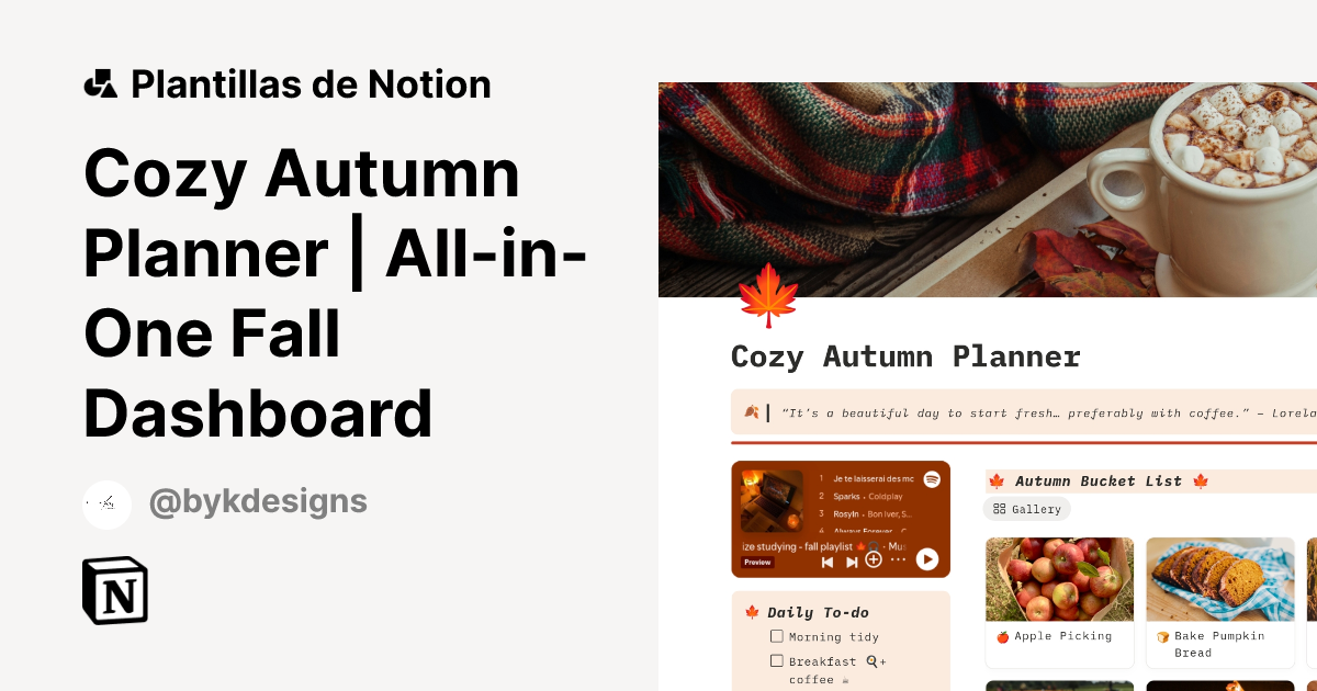 Plantilla Cozy Autumn Planner | All-in-One Fall Dashboard | Notion ...
