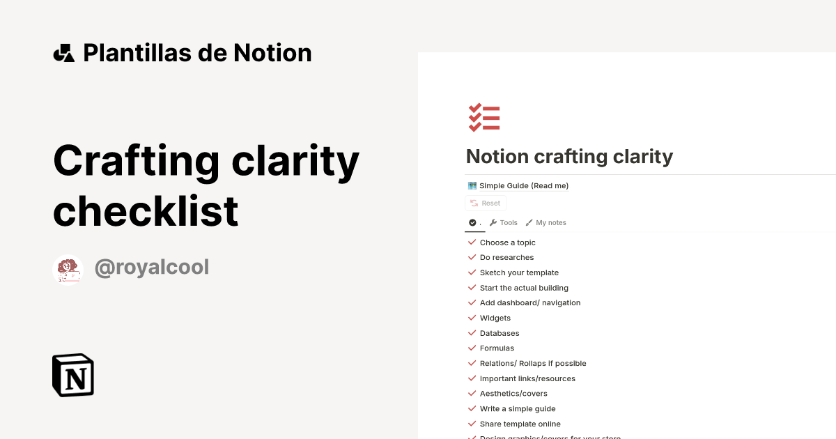 Plantilla Crafting clarity checklist | Notion Marketplace