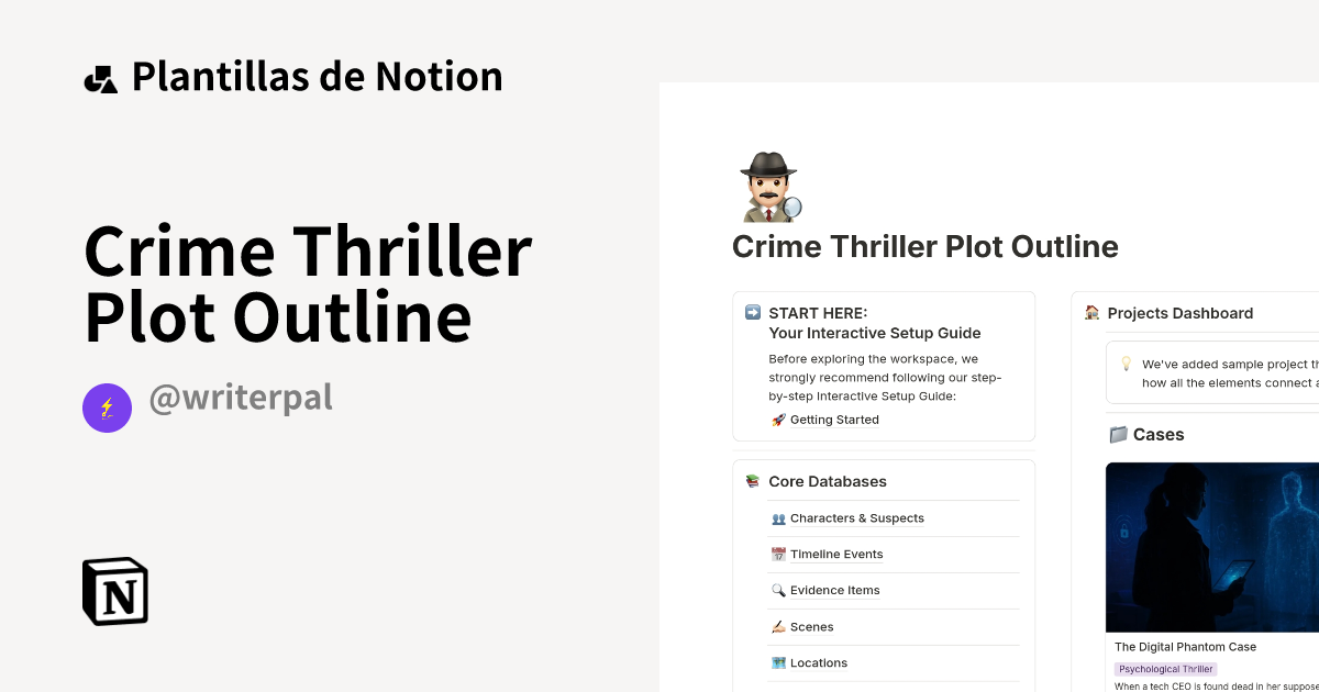 Plantilla Crime Thriller Plot Outline de writerpal | Notion Marketplace