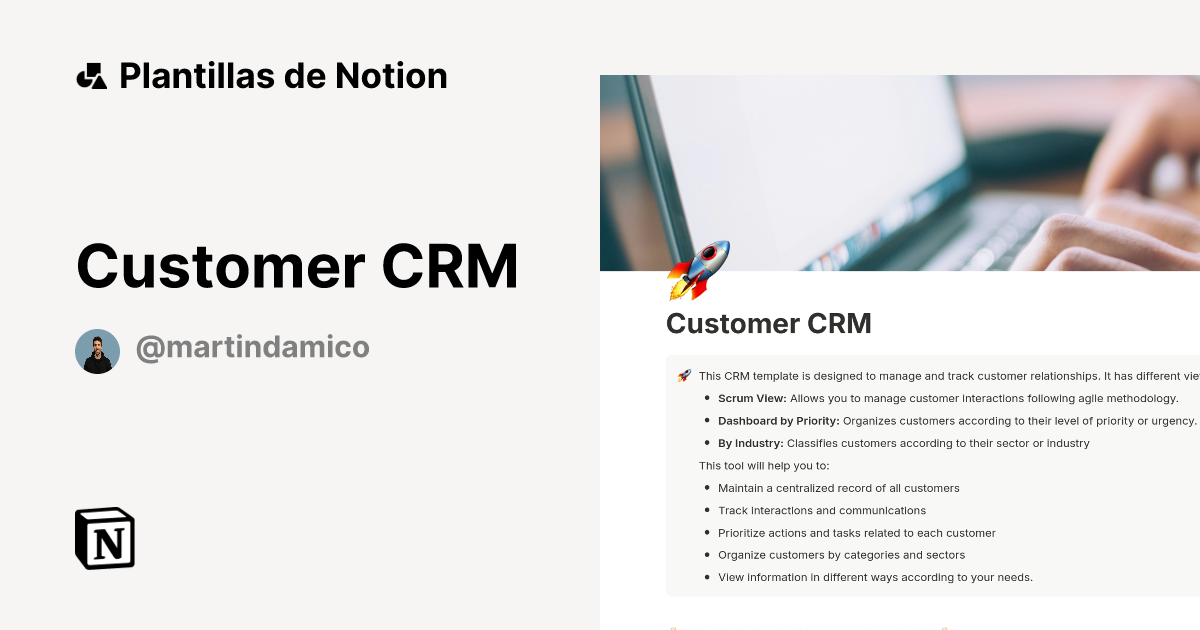 Plantilla Customer CRM | Notion Marketplace