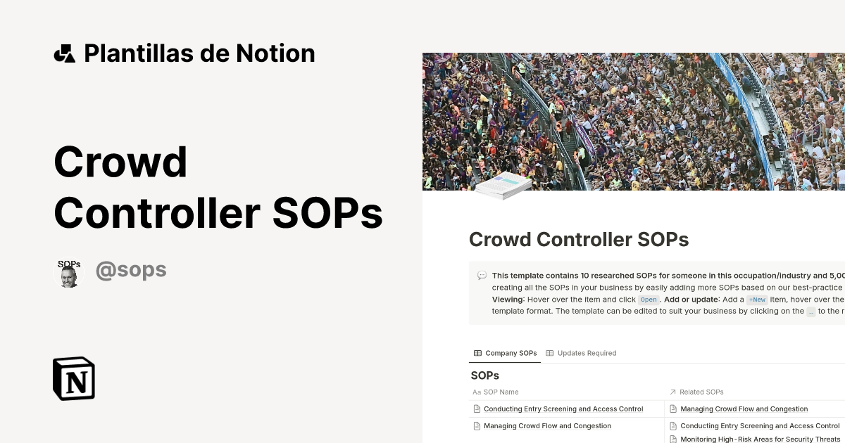 Plantilla Crowd Controller SOPs | Notion Marketplace
