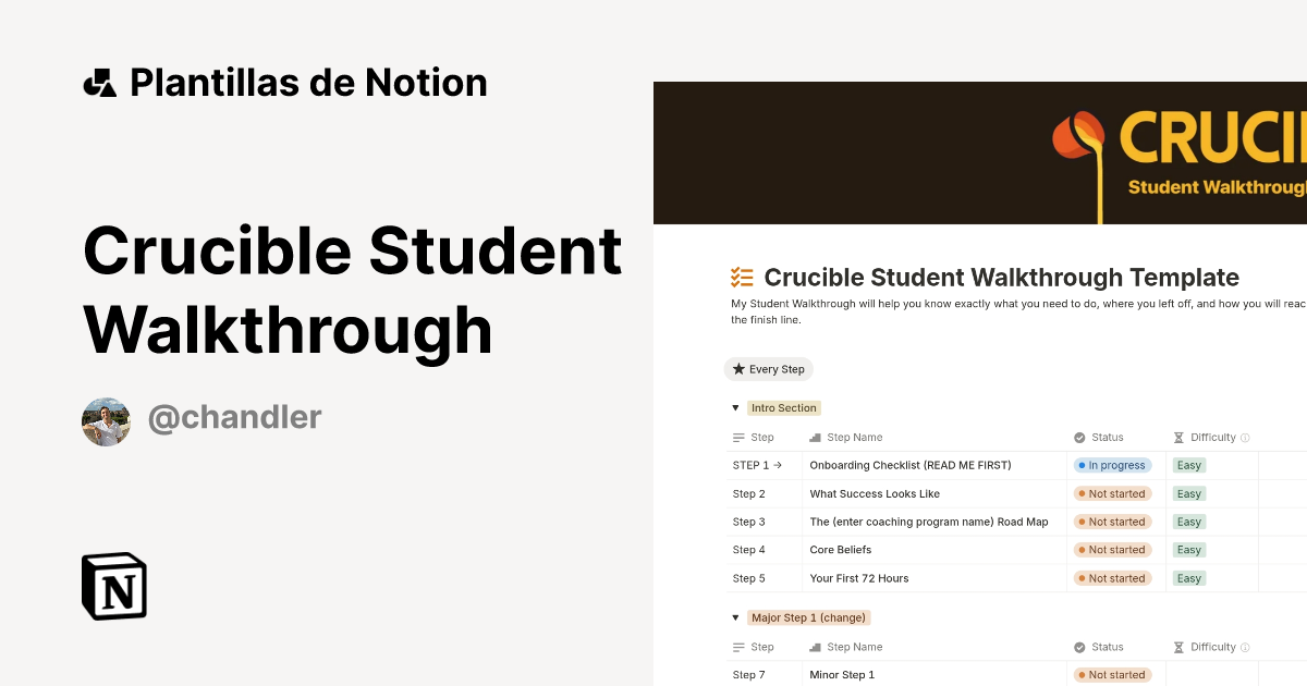 Plantilla Crucible Student Walkthrough | Notion Marketplace