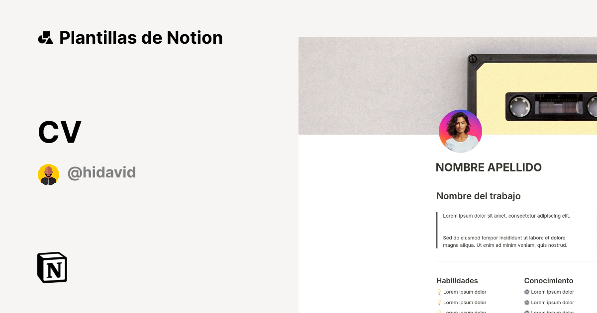 Plantilla CV de David | Notion Marketplace