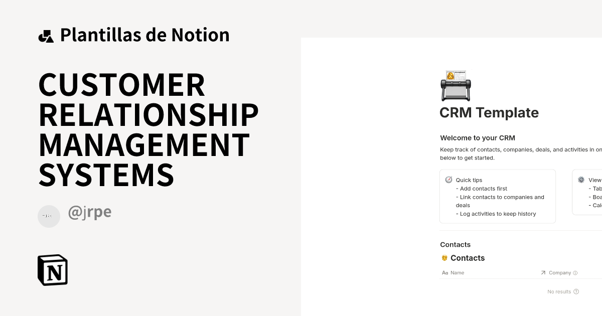Plantilla CUSTOMER RELATIONSHIP MANAGEMENT SYSTEMS de Jrpe | Notion ...