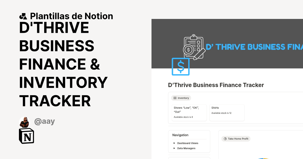 Plantilla D'THRIVE BUSINESS FINANCE & INVENTORY TRACKER de ...