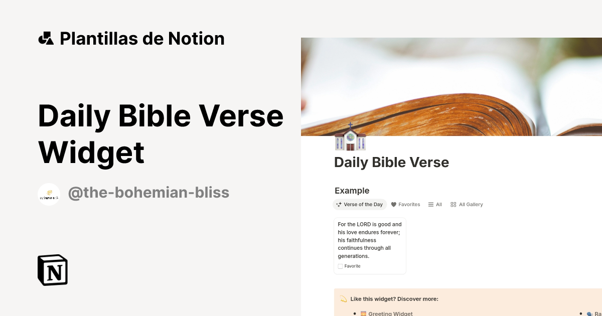 Plantilla Daily Bible Verse Widget | Notion Marketplace