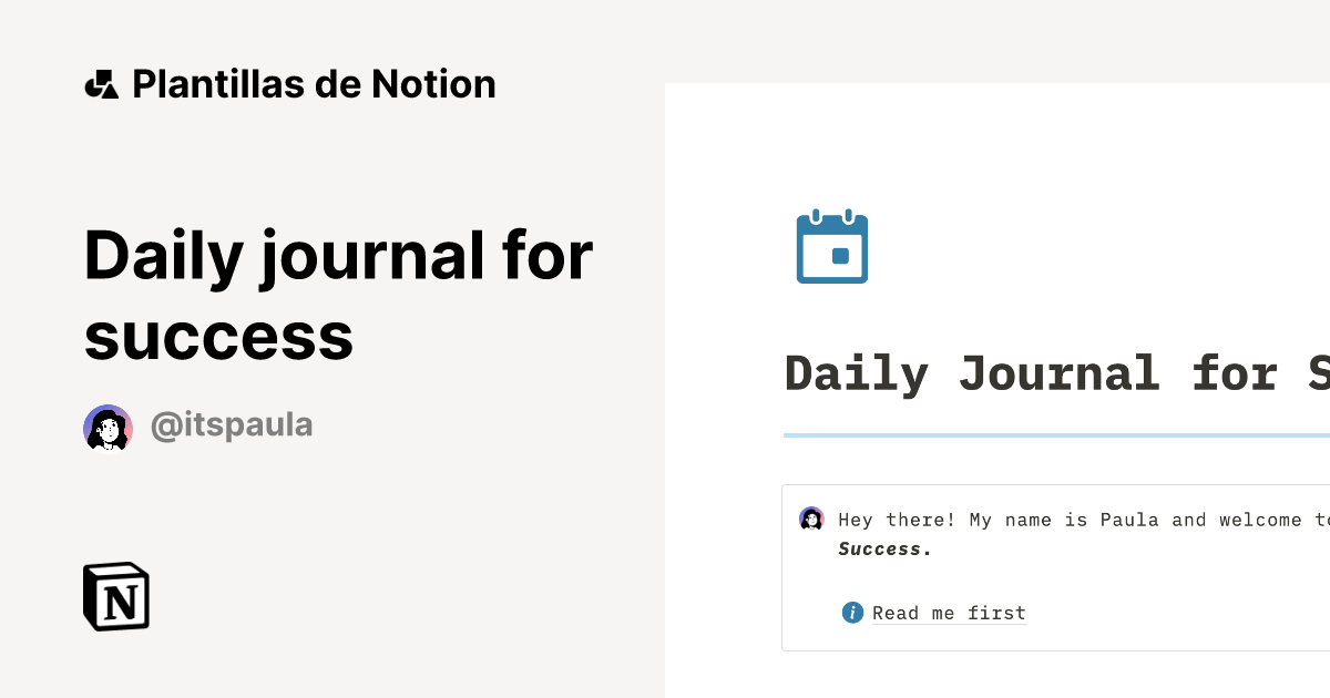Plantilla Daily journal for success de Paula | Notion Marketplace