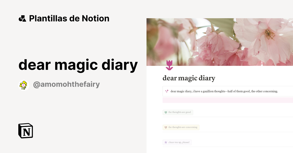 Plantilla dear magic diary de amomohthefairy | Notion Marketplace