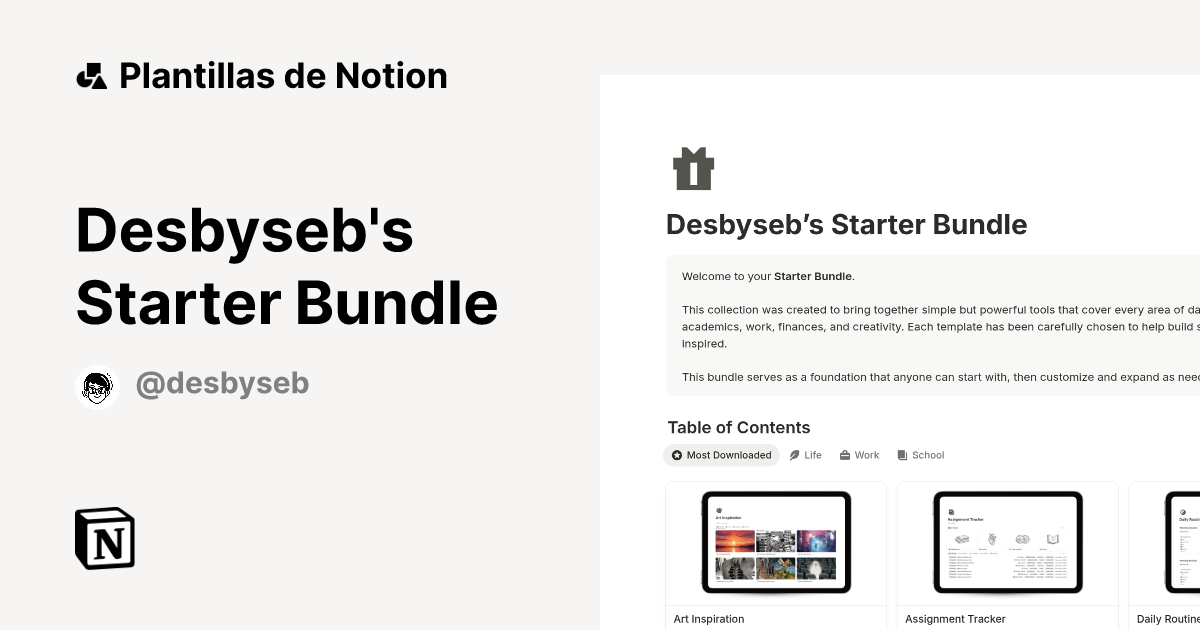 Plantilla Desbyseb's Starter Bundle | Notion Marketplace