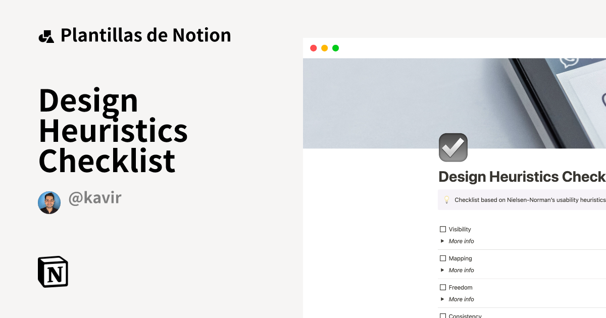 Plantilla Design Heuristics Checklist | Notion Marketplace