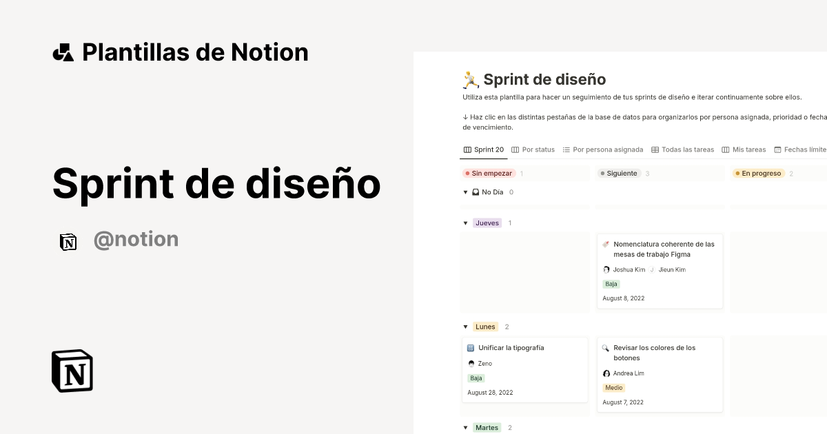 Plantilla Sprint de diseño de Notion | Notion Marketplace