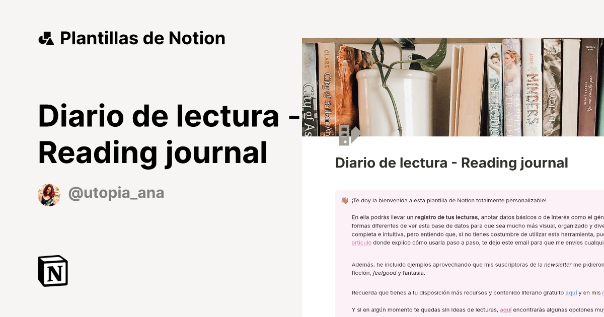 Plantilla Diario de lectura - Reading journal | Notion Marketplace