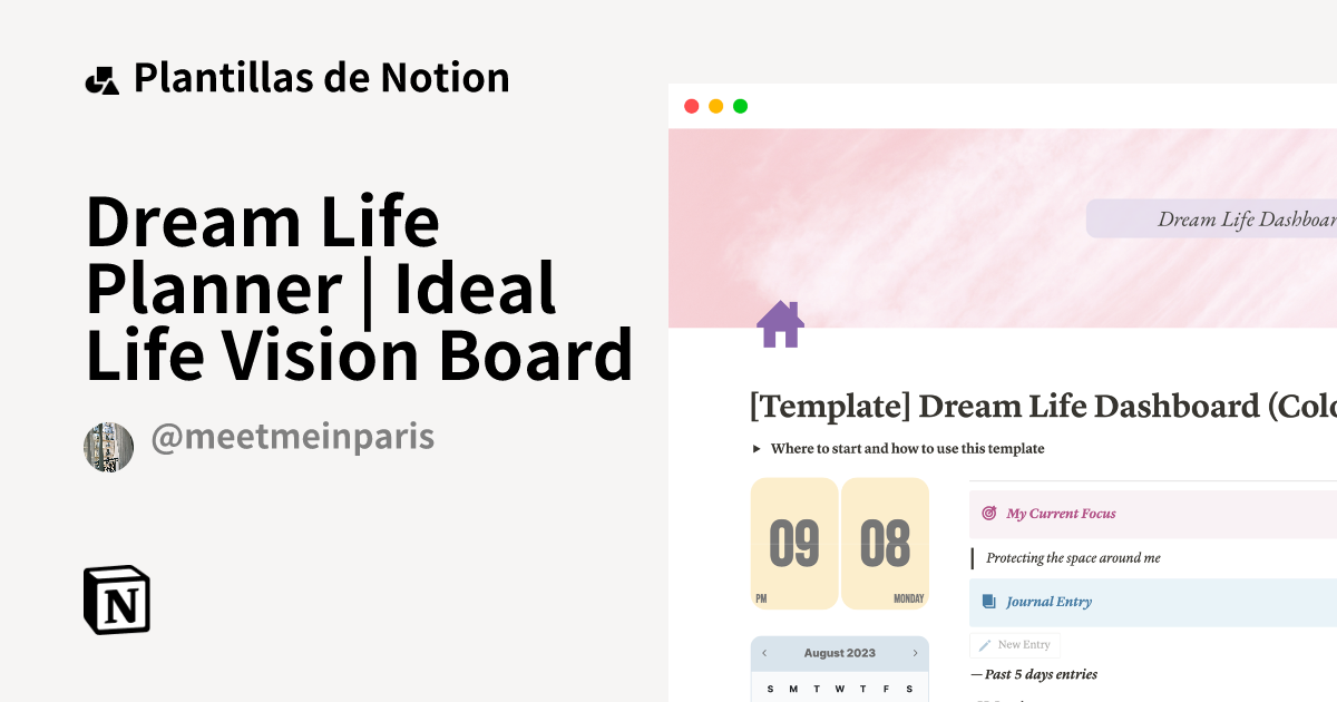 Plantilla Dream Life Planner | Ideal Life Vision Board | Notion Marketplace