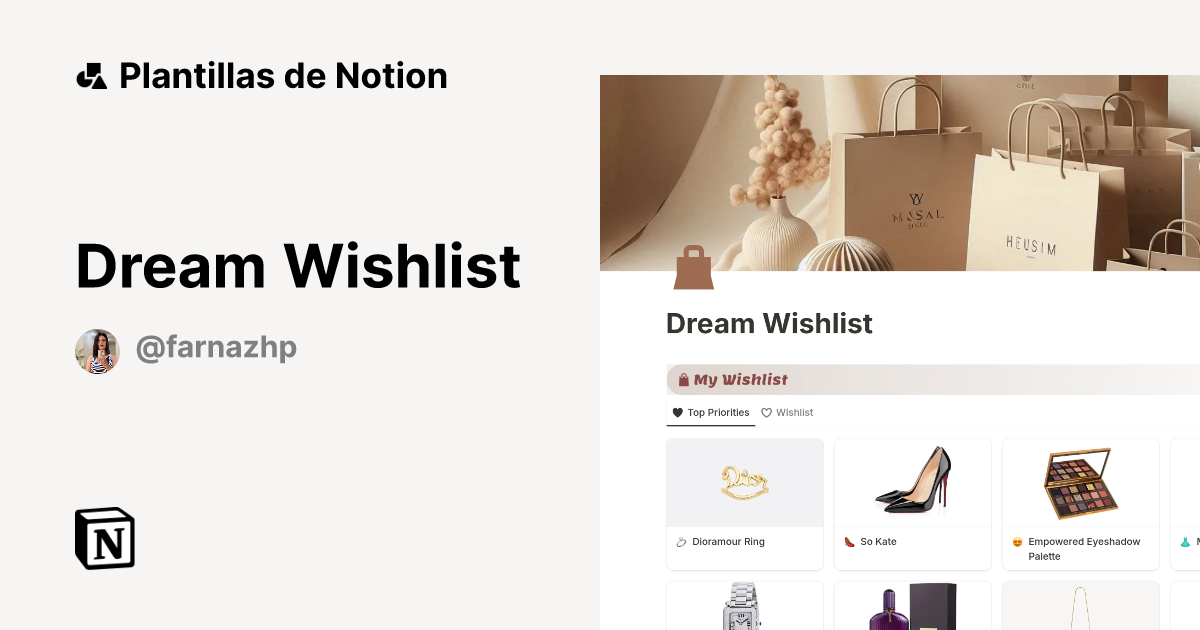 Plantilla Dream Wishlist | Notion Marketplace