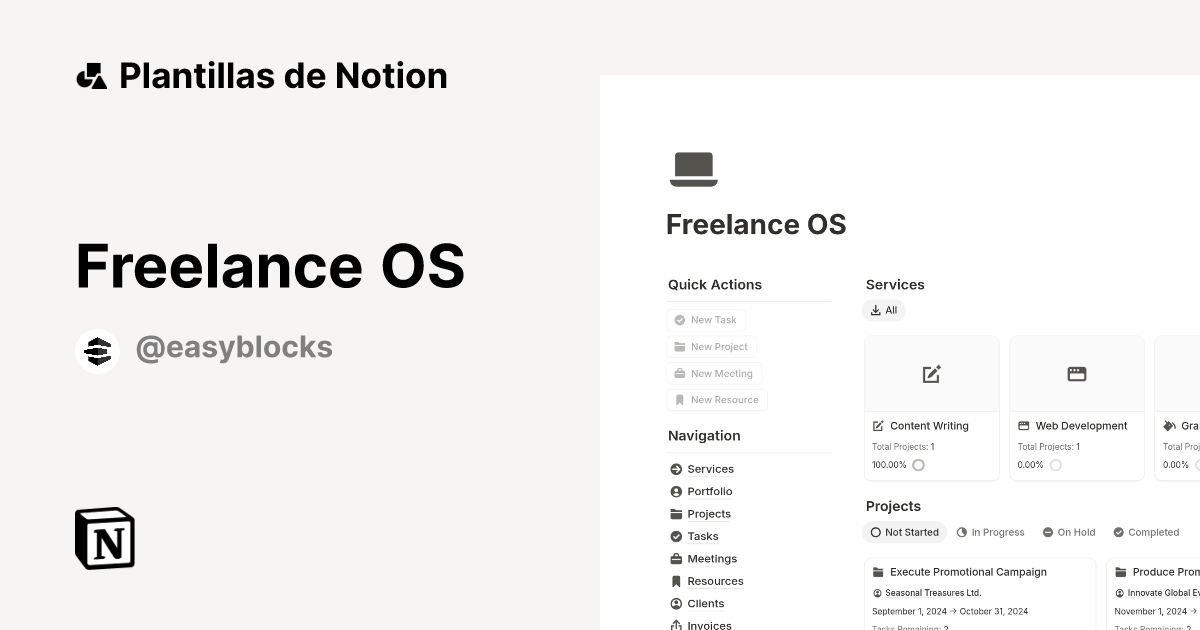 Plantilla Freelance OS de EasyBlocks | Notion Marketplace