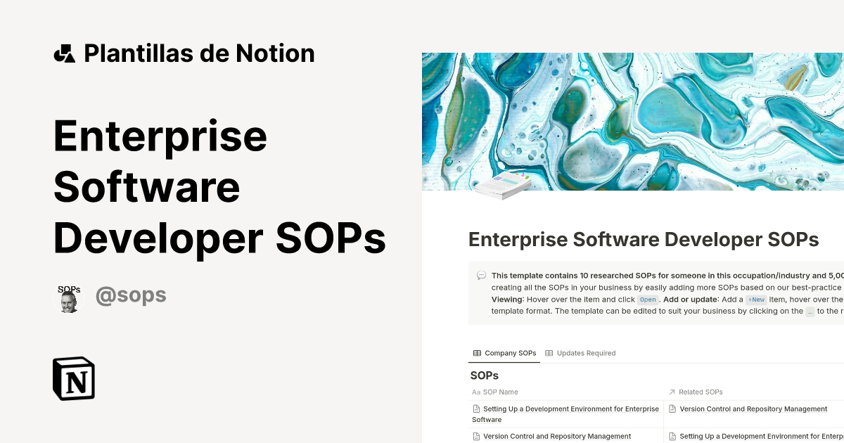 Plantilla Enterprise Software Developer SOPs de SOPs | Notion Marketplace