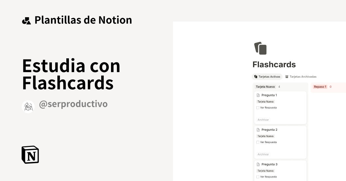 Plantilla Estudia con Flashcards | Notion Marketplace