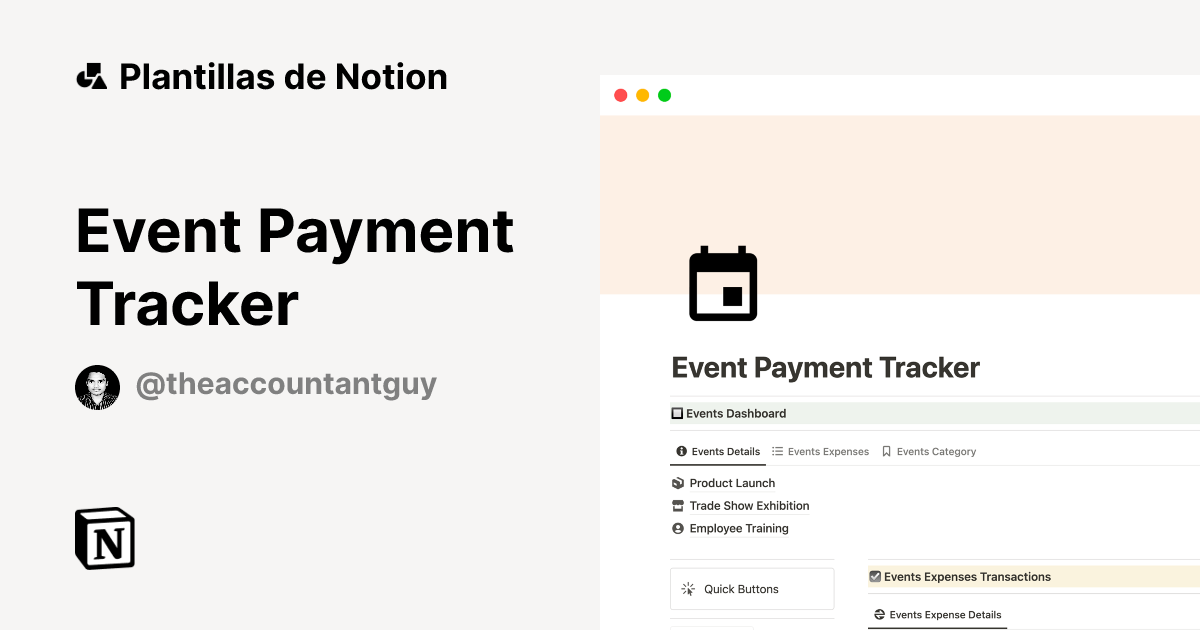 Plantilla Event Payment Tracker de theaccountantguy | FinanceGuy ...