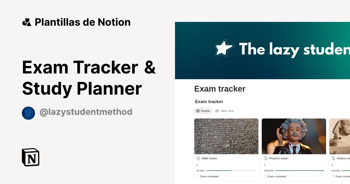 Plantilla Exam Tracker & Study Planner de The lazy student method ...