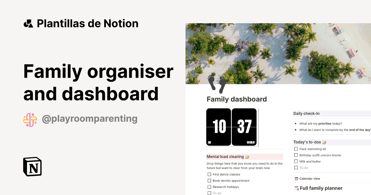 Plantilla Family organiser and dashboard | Notion Marketplace