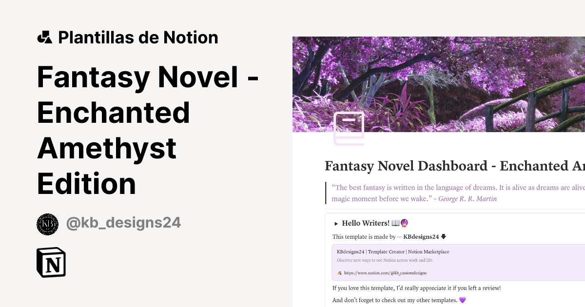 Plantilla Fantasy Novel - Enchanted Amethyst Edition | Notion Marketplace