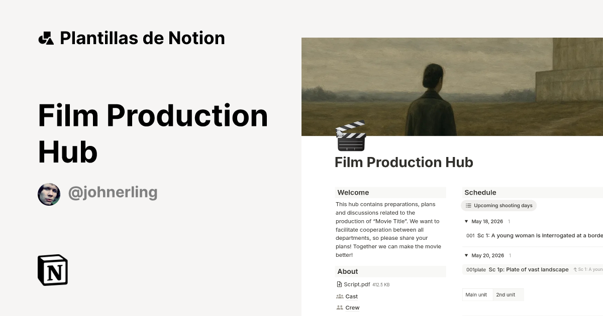Plantilla Film Production Hub | Notion Marketplace