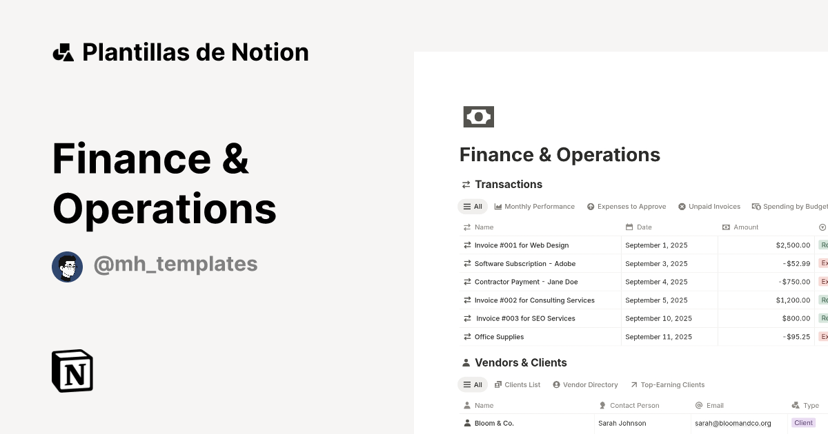 Plantilla Finance & Operations | Notion Marketplace