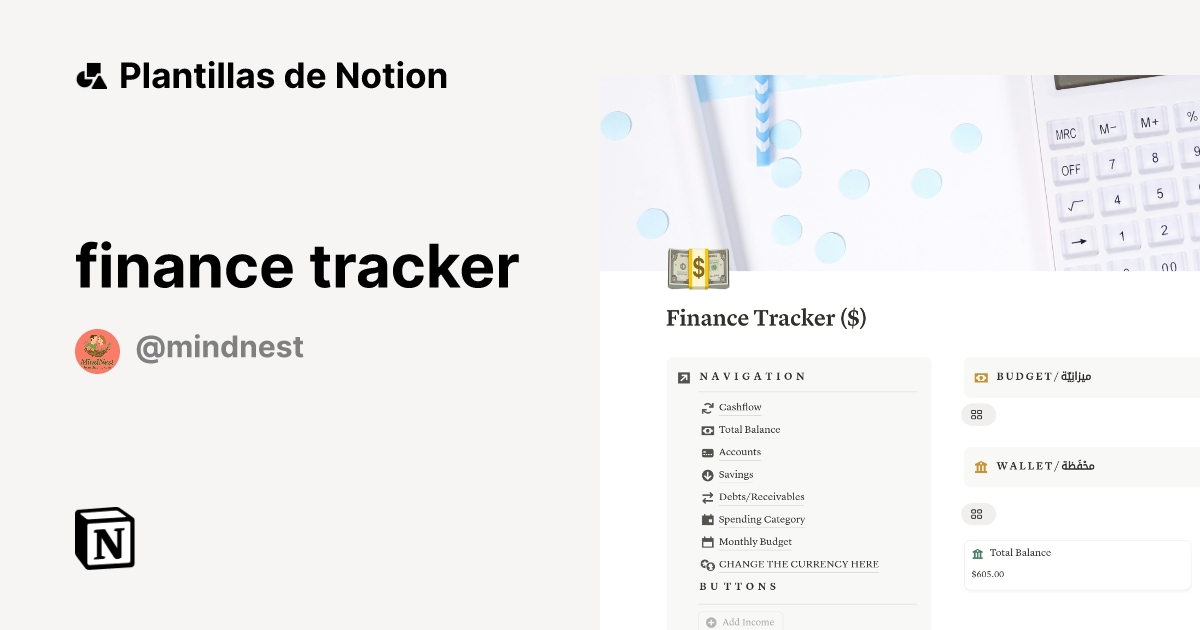 Plantilla finance tracker | Notion Marketplace