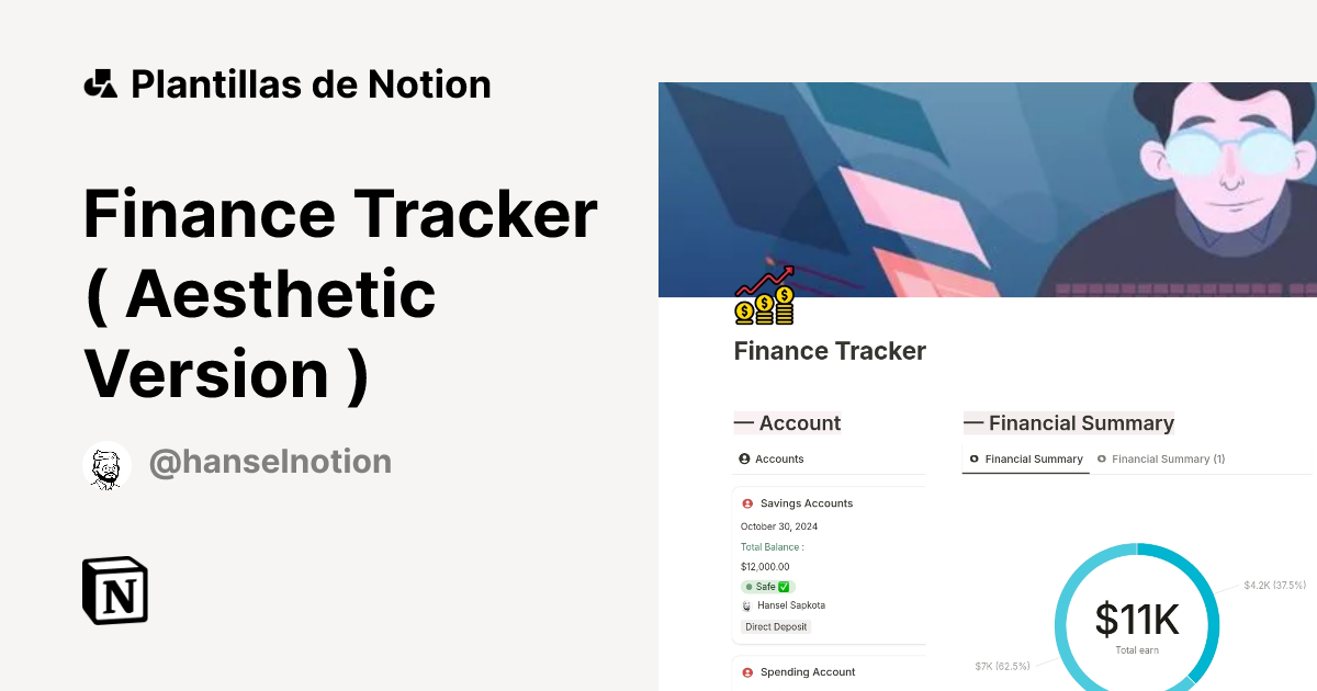 Plantilla Finance Tracker ( Aesthetic Version ) | Notion Marketplace