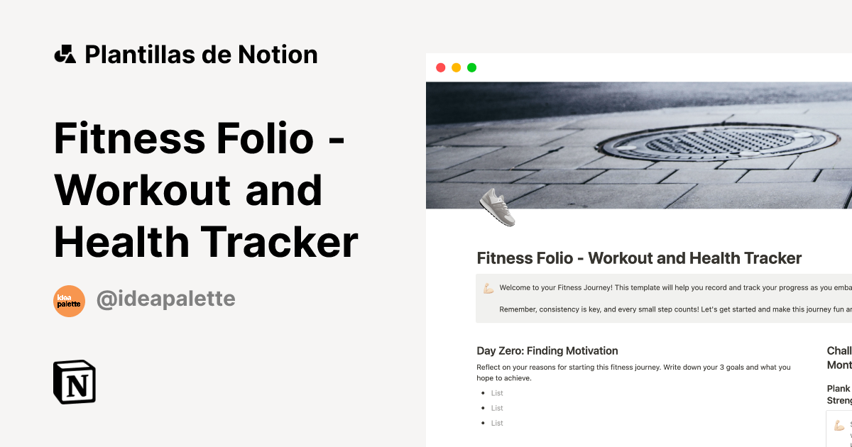 Plantilla Fitness Folio - Workout and Health Tracker de Idea Palette ...