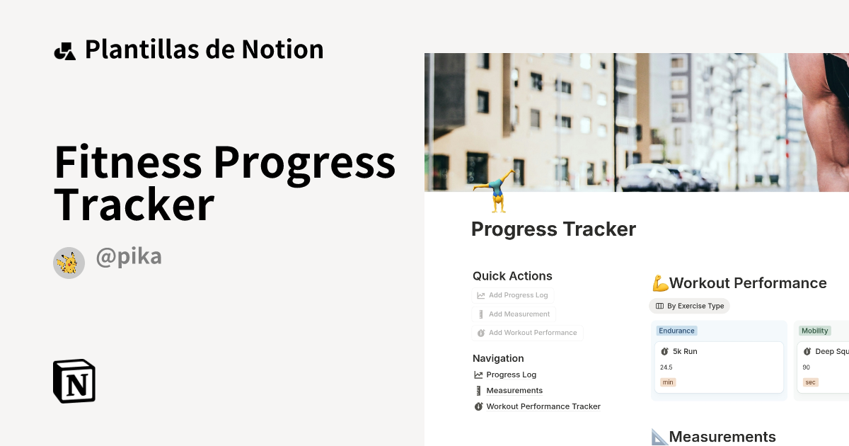 Plantilla Fitness Progress Tracker | Notion Marketplace