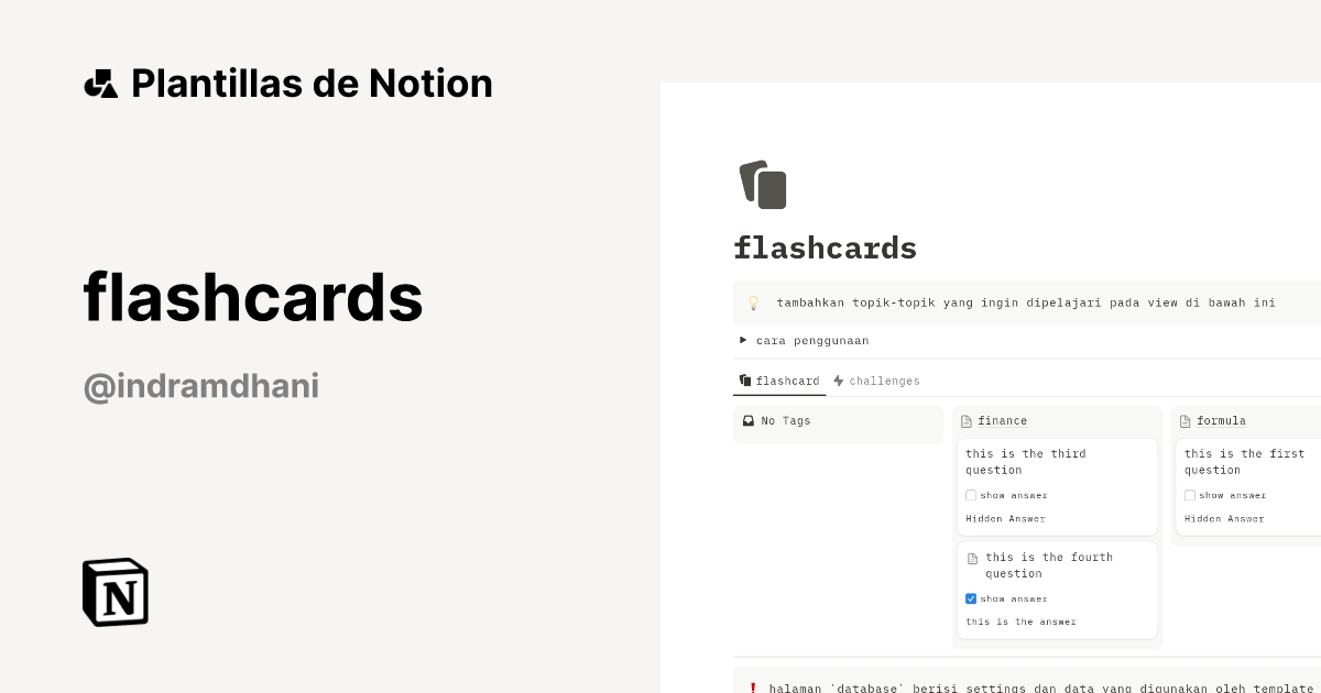 Plantilla flashcards | Notion Marketplace