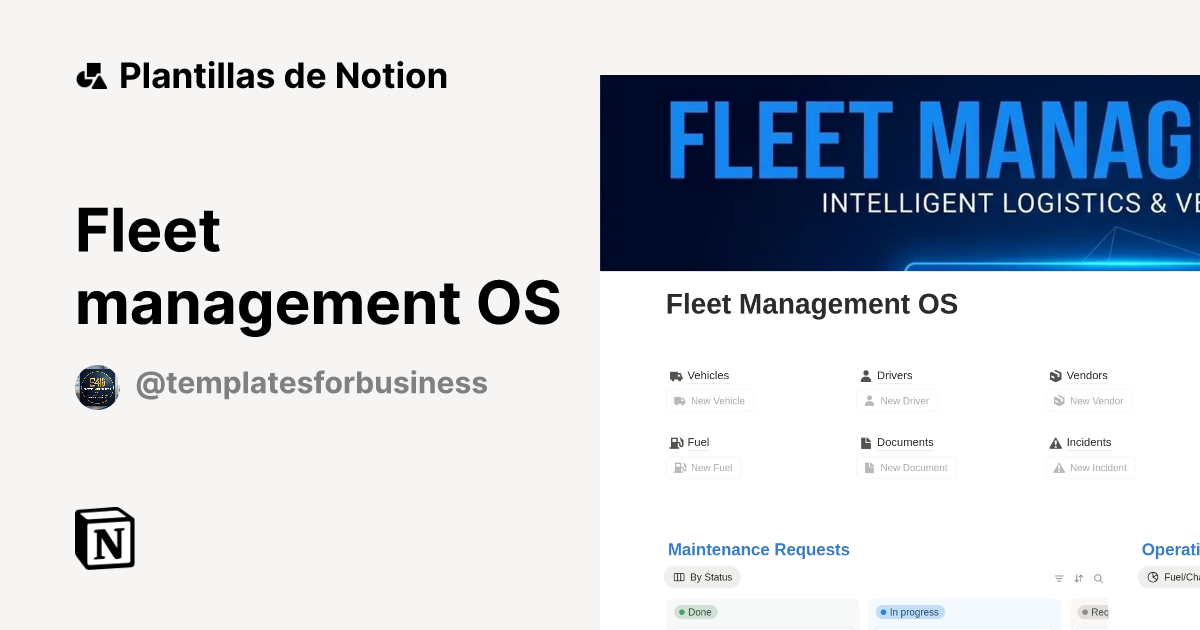 Plantilla Fleet management OS de System4Business Co | Notion Marketplace