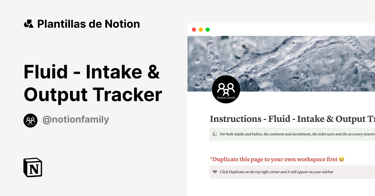 Plantilla Fluid - Intake & Output Tracker | Notion Marketplace