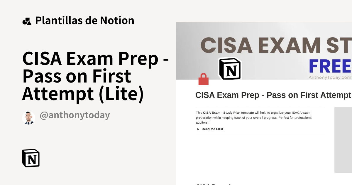 Plantilla CISA Exam Prep - Study Path Ready (Lite) de AnthonyToday ...