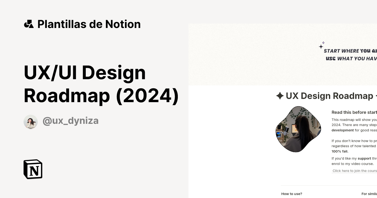 Plantilla UX/UI Design Roadmap (2024) de Dyniza | Notion Marketplace