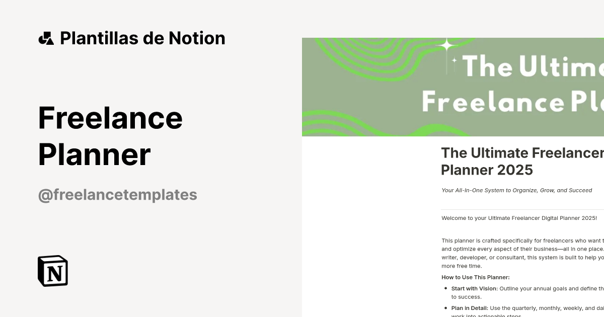 Plantilla Freelance Planner | Notion Marketplace