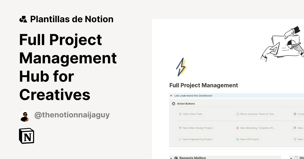 Plantilla Full Project Management Hub for Creatives de The NotionNaija ...