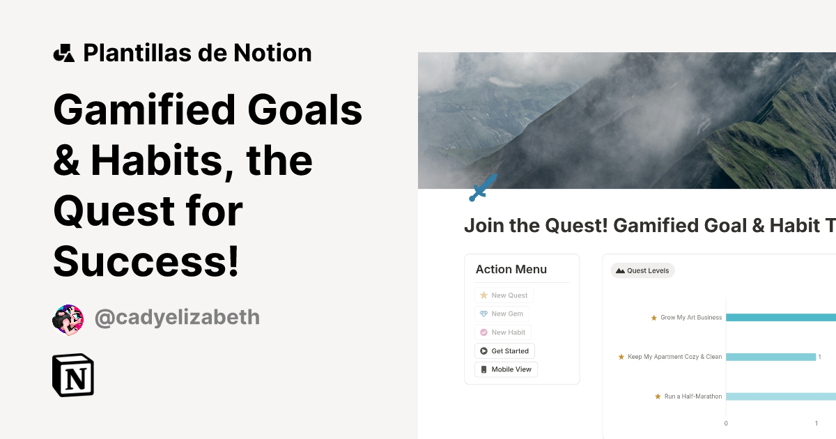 Plantilla Gamified Goals & Habits, the Quest for Success! de Cady ...