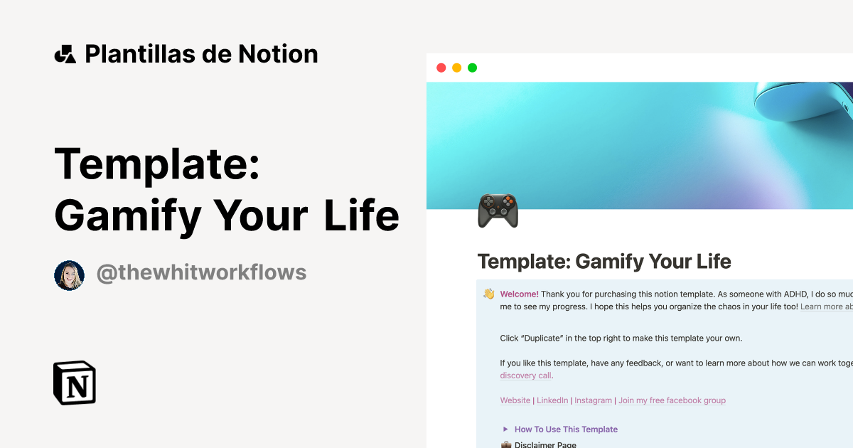 Plantilla Template: Gamify Your Life de Katie | The Whit Workflows ...