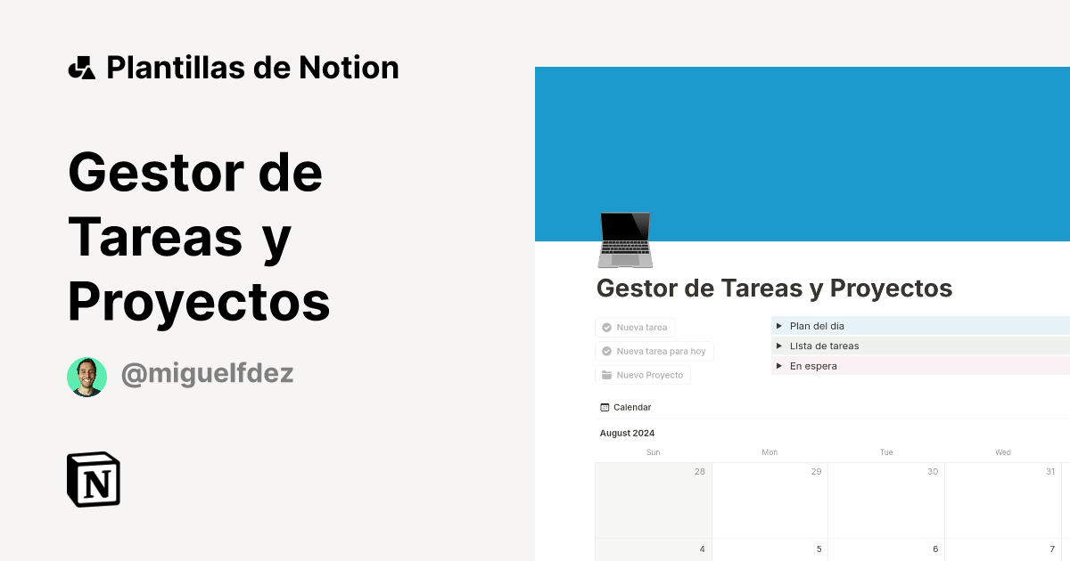 Plantilla Gestor de Tareas y Proyectos | Notion Marketplace