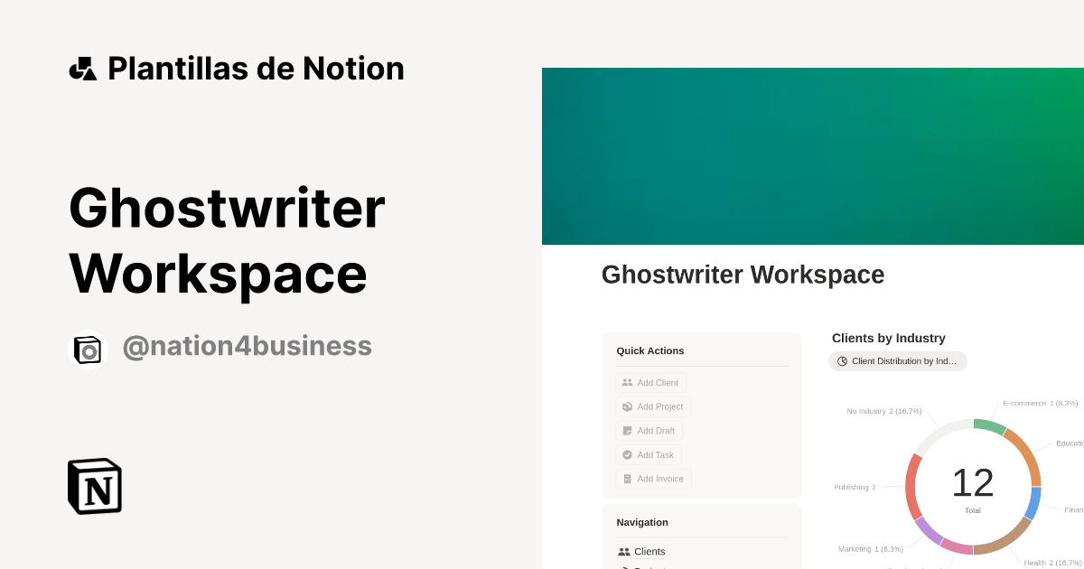Plantilla Ghostwriter Workspace de Nation4Business | Notion Marketplace